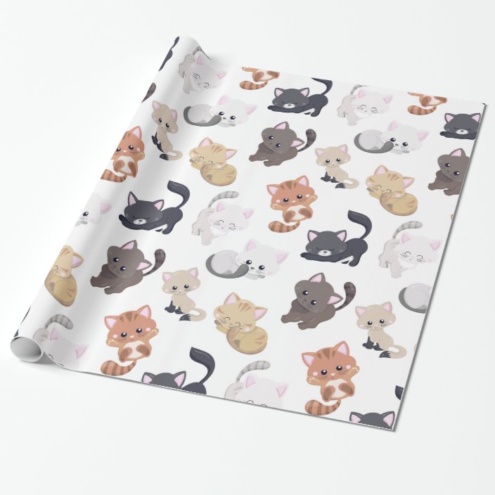 Adorable Kitty Cats Print Wrapping Paper | Zazzle.com