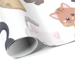 Adorable Kitty Cats Print Wrapping Paper | Zazzle