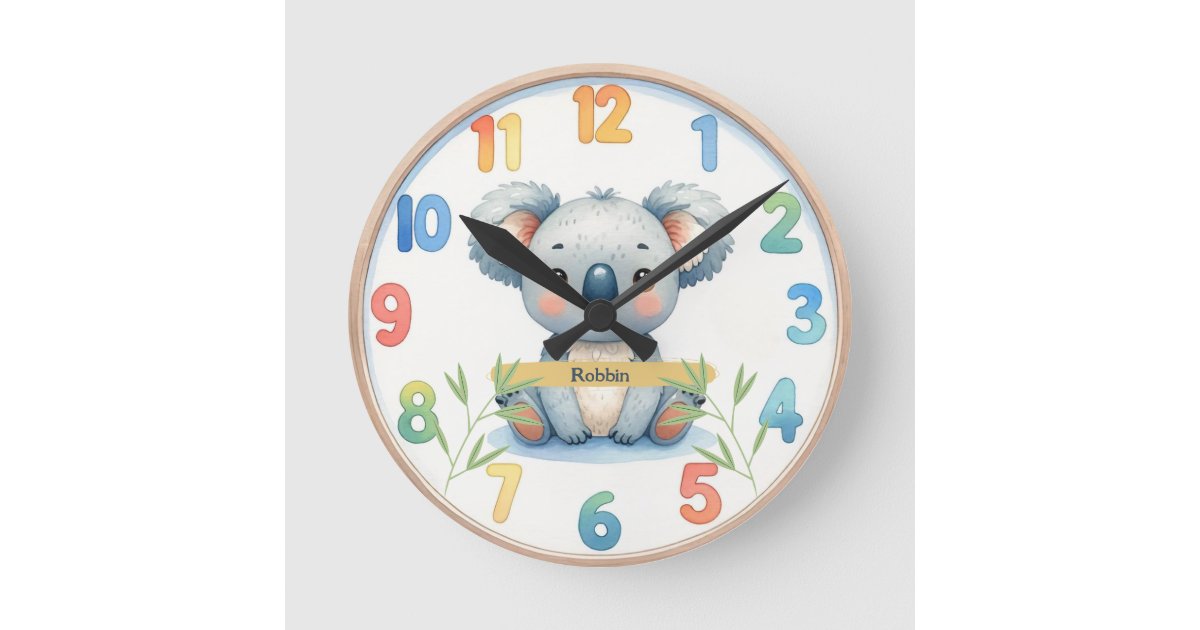 Adorable Koala Wall Clock | Zazzle