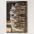 Adorable Lambs in a Row Rustic Farm Jigsaw Puzzle | Zazzle