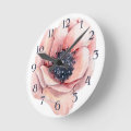Adorable Light Pink Watercolor Flower Round Clock | Zazzle