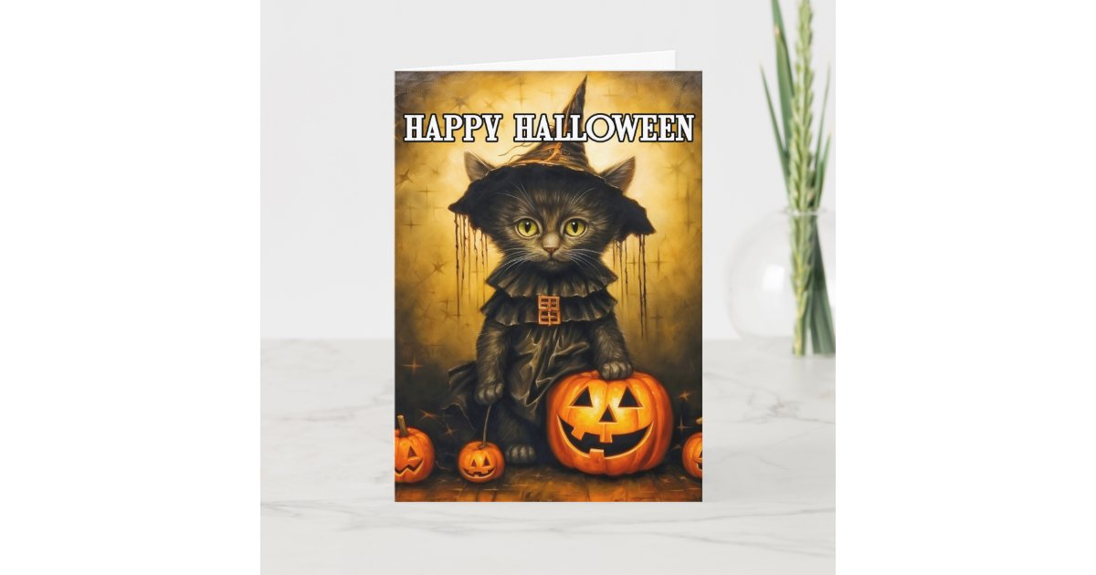 Adorable Little Black Kitty Cat Card | Zazzle