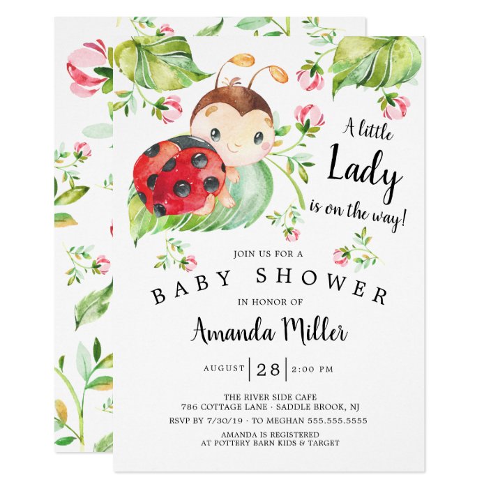 Adorable Little Lady Ladybug Baby Shower Invitation | Zazzle.com
