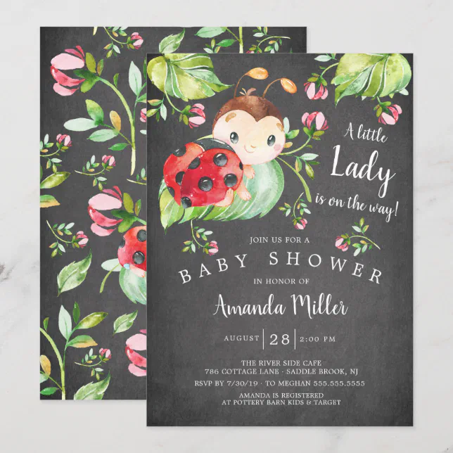 Adorable Little Lady Ladybug Baby Shower Invitation | Zazzle
