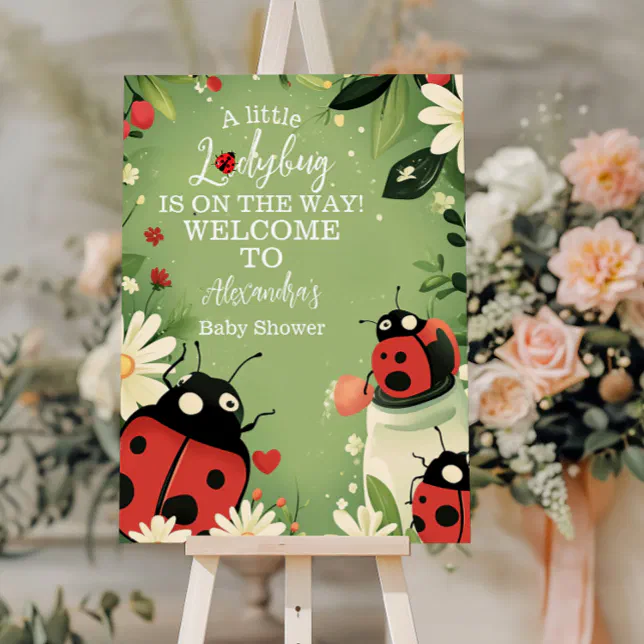 Adorable Little Ladybug Girl Baby Shower Foam Board | Zazzle
