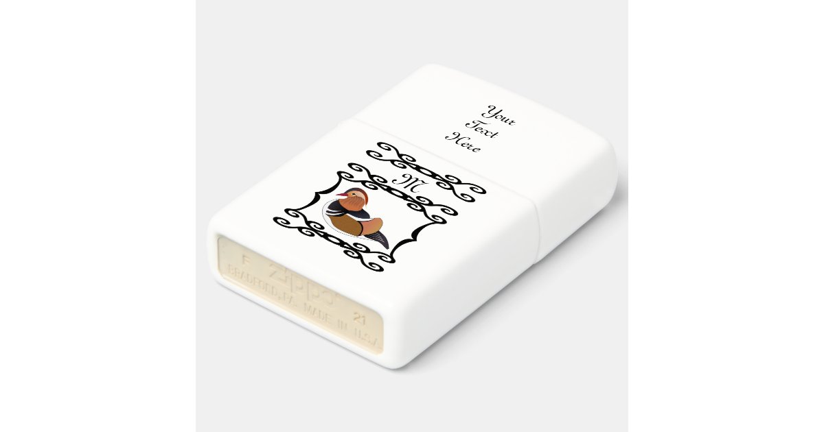 Adorable Mandarin Duck Cartoon Monogram Zippo Lighter | Zazzle