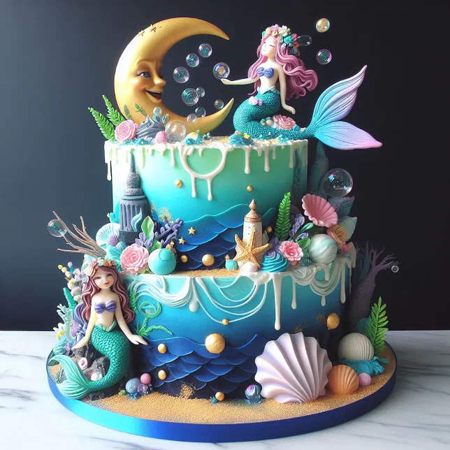 ADORABLE MERMAID THEMED KIDS BIRTHDAY CAKE CARD | Zazzle ADORABLE MERMAID THEMED KIDS BIRTHDAY CAKE CARD | Zazzle