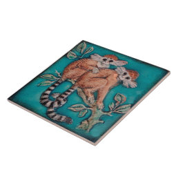 Adorable Monkeys Majolica Repro German Antique Ceramic Tile | Zazzle