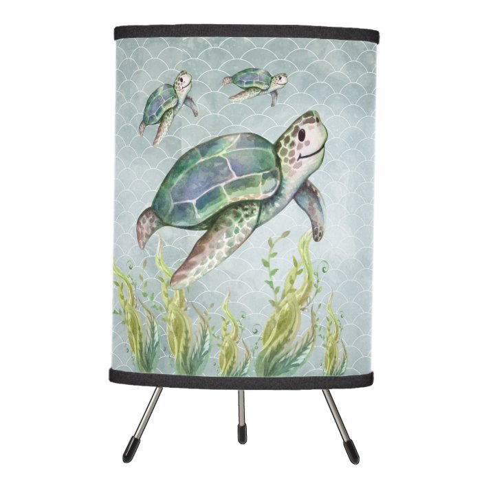 Adorable Nautical Sea Creatures Turtle KIds Baby Tripod Lamp | Zazzle.com