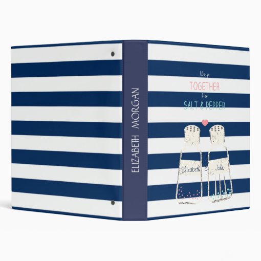 Adorable Navy Blue Striped,Salt & Pepper 3 Ring Binder | Zazzle