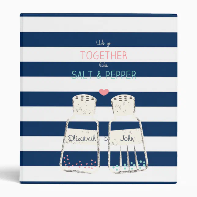 Adorable Navy Blue Striped,Salt & Pepper 3 Ring Binder | Zazzle