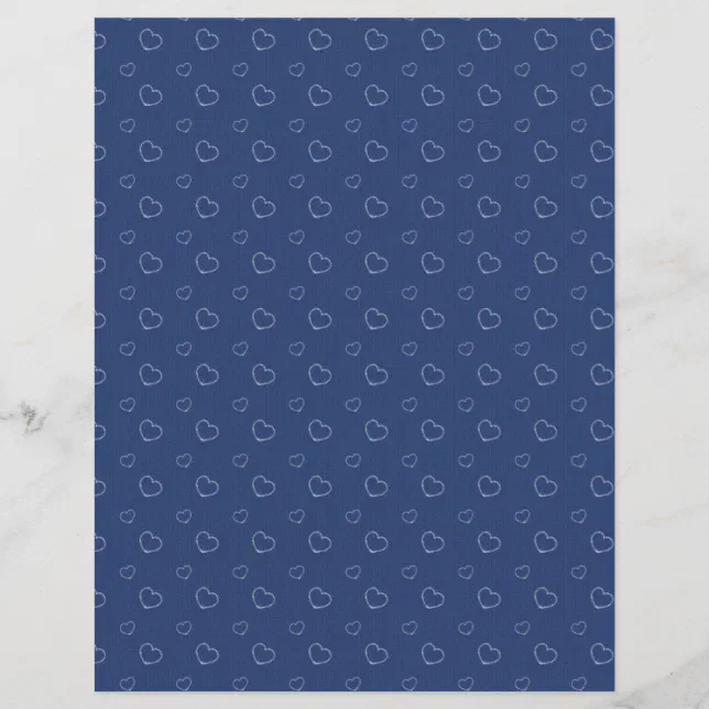 Adorable Navy Blue Textured Heart Scrapbook Paper | Zazzle