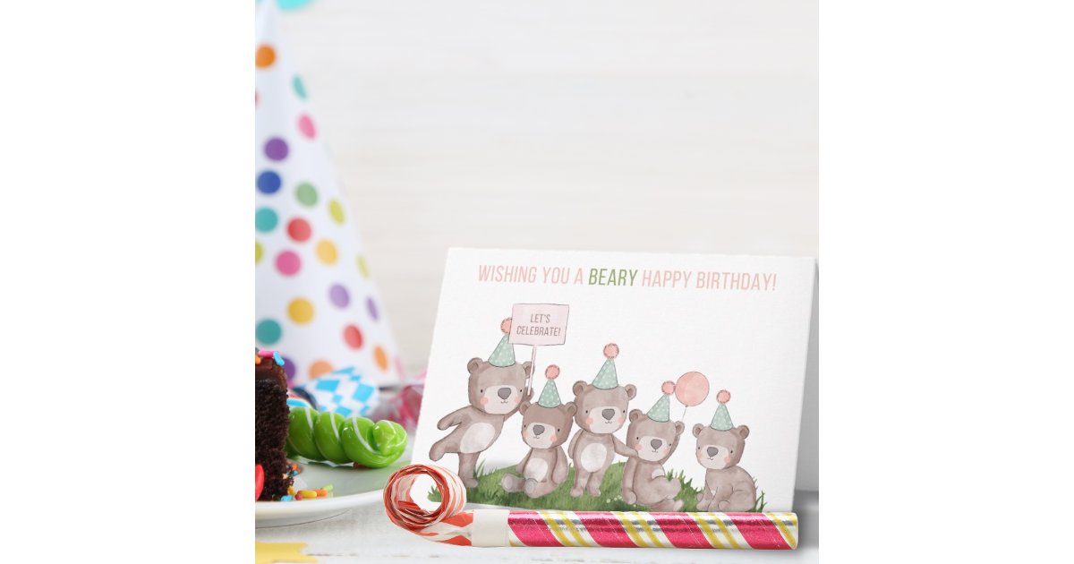 Adorable Party Bears Birthday Card | Zazzle