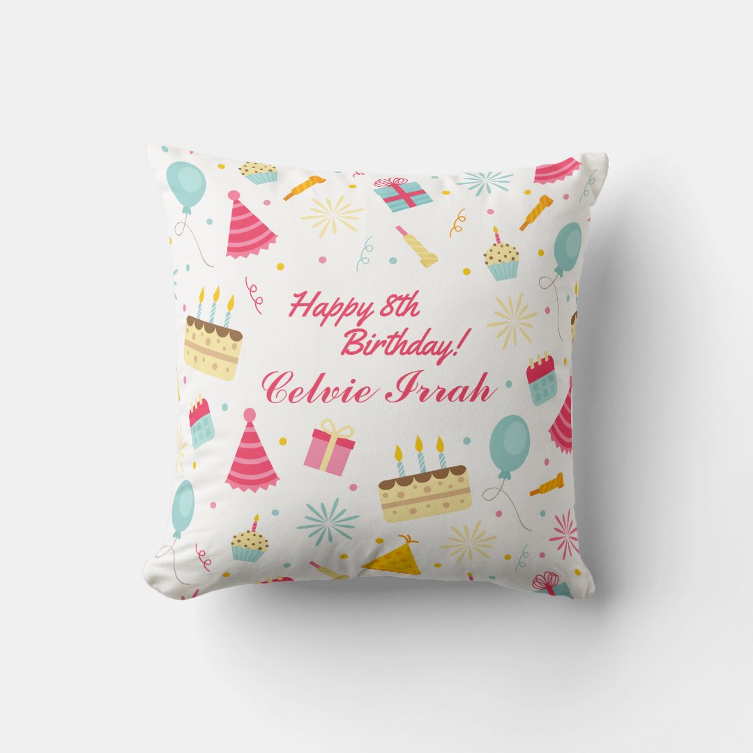 Adorable Personalized Happy Birthday Throw Pillow | Zazzle
