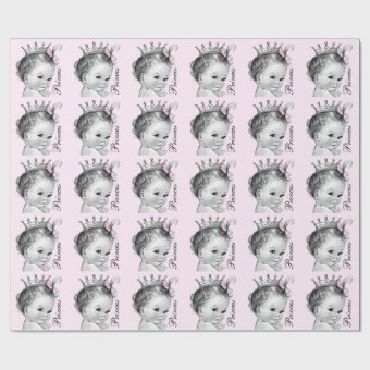 Adorable Pink Princess Baby Shower Wrapping Paper | Zazzle