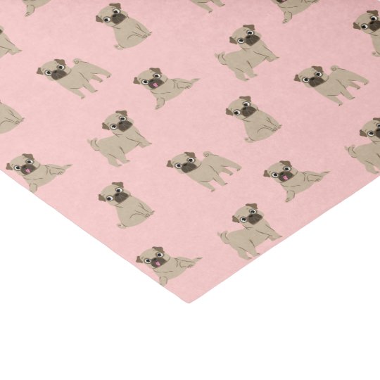Adorable Pink Pug Puppies Pattern Tissue Paper | Zazzle.com