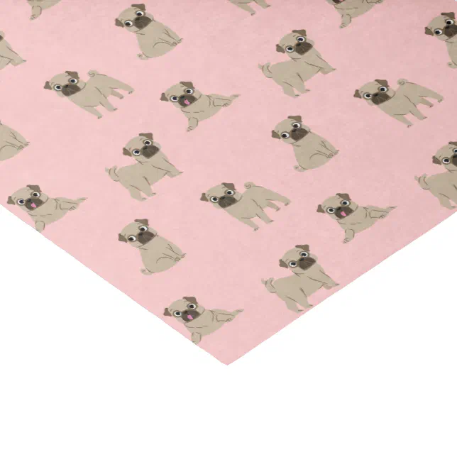 Adorable Pink Pug Puppies Pattern Tissue Paper | Zazzle