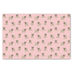 Adorable Pink Pug Puppies Pattern Tissue Paper | Zazzle