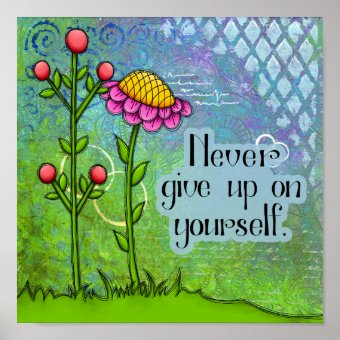Adorable Positive Thought Doodle Flower Poster | Zazzle