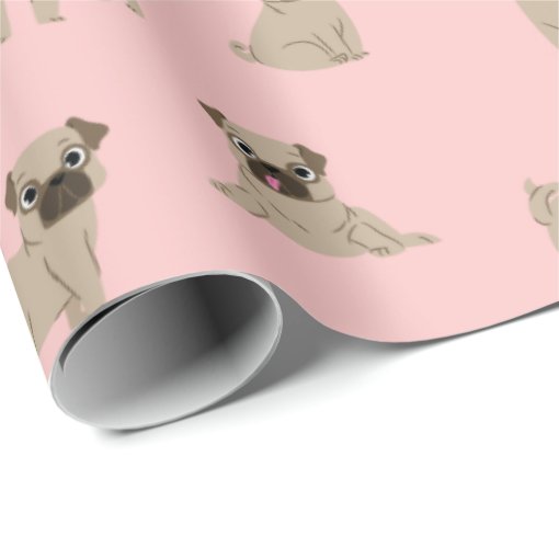 Adorable Pug Puppies Pattern Wrapping Paper | Zazzle