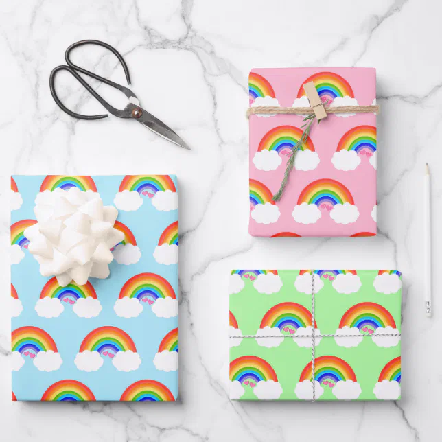 Adorable Rainbow Pattern Colorful Wrapping Paper Sheets | Zazzle