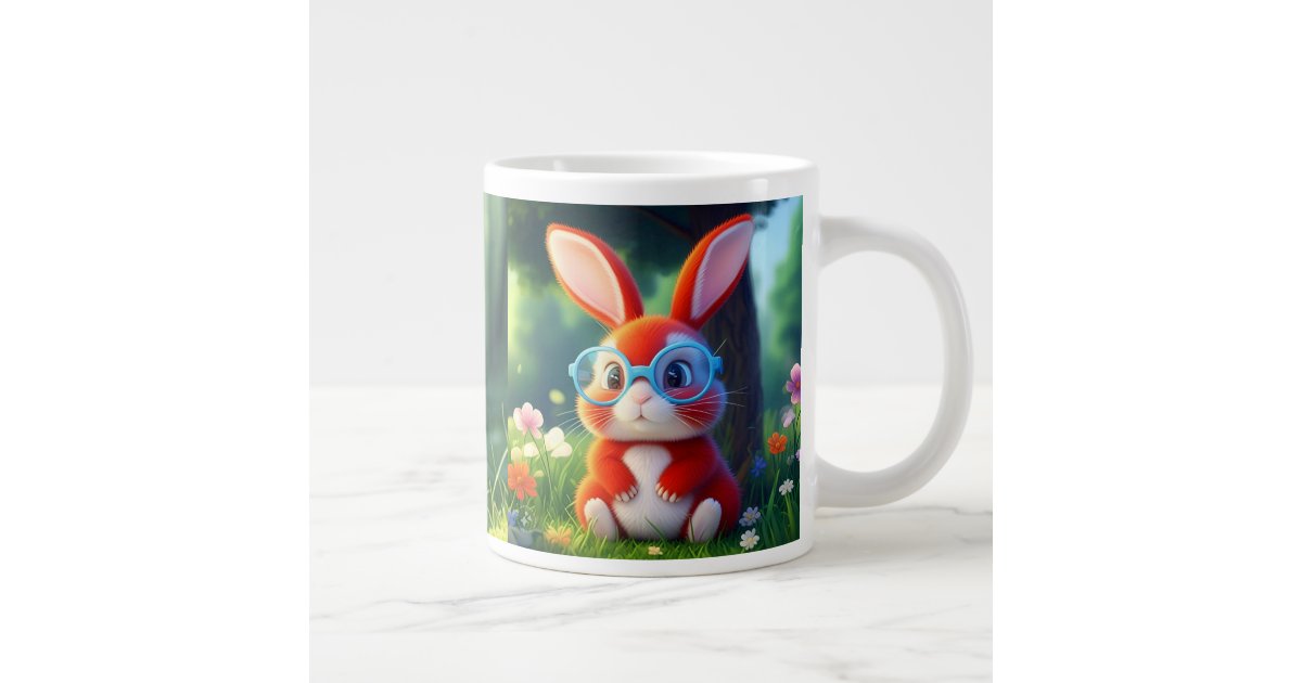 Adorable Red Bunny under Tree Cartoon-75767 Giant Coffee Mug | Zazzle