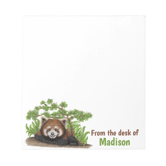 Adorable Red Panda Kids Personalized Notepad | Zazzle.com