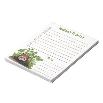 Adorable Red Panda Kids Personalized To Do List Notepad | Zazzle