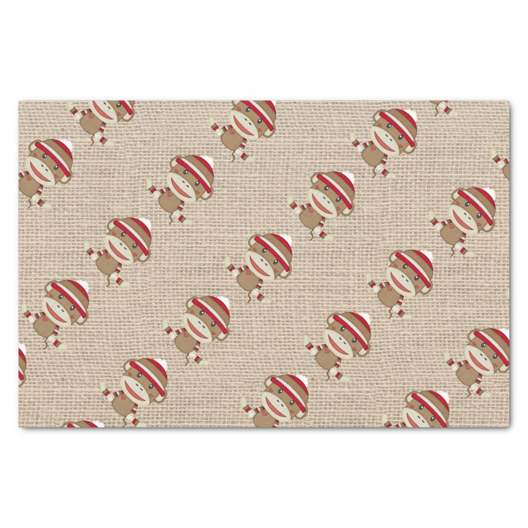 Adorable Rustic Custom Sock Monkey Party Tissue Paper | Zazzle