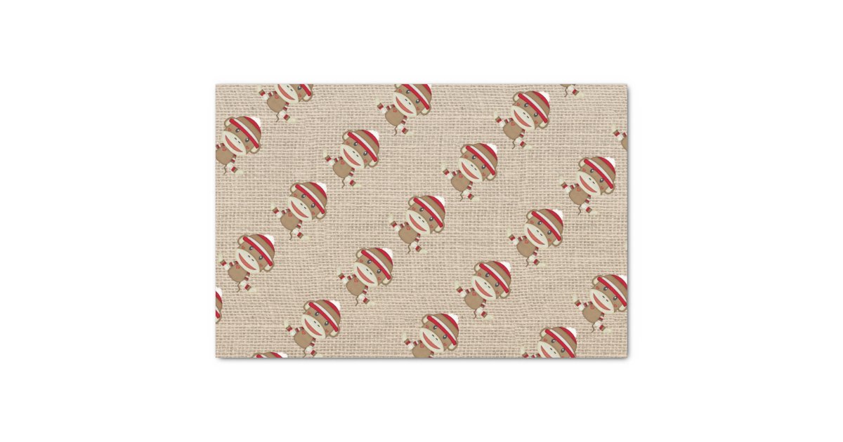 Adorable Rustic Custom Sock Monkey Party Tissue Paper | Zazzle