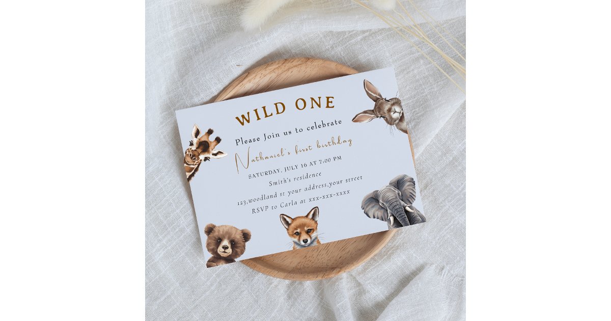 Adorable Safari Forest Animals Birthday Invitation | Zazzle