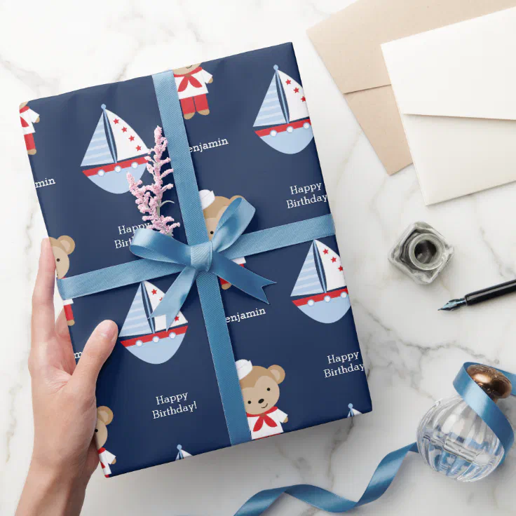 Adorable Sailor Monkey Wrapping Paper | Zazzle