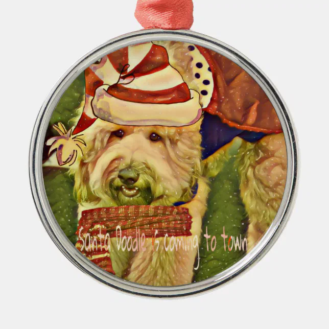 Adorable Santa Labradoodle Christmas ornament | Zazzle