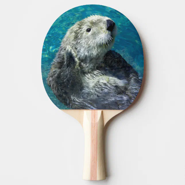 Adorable Sea Otter Cute Blue Water Ping Pong Paddle | Zazzle