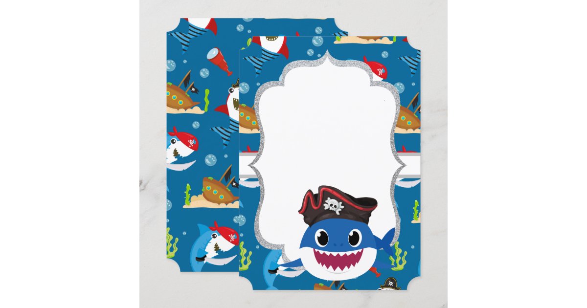 Adorable Sharks, Blue Back Invitation | Zazzle