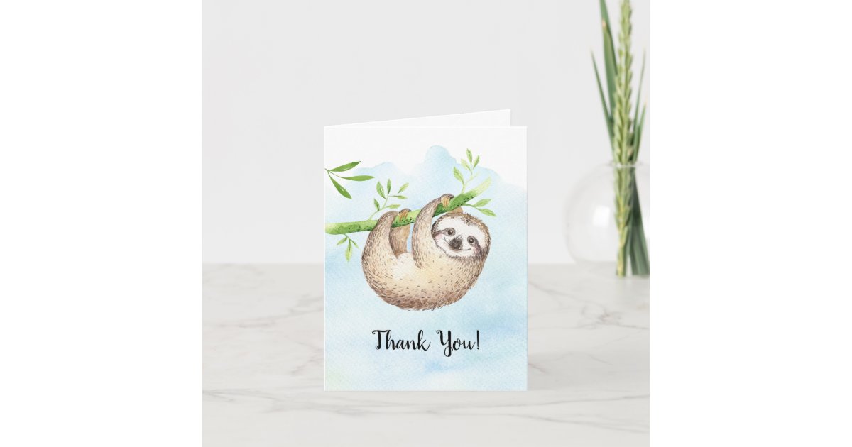 Adorable Sloth Animals Baby Shower Thank You Note | Zazzle