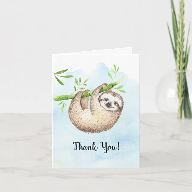 Adorable Sloth Animals Baby Shower Thank You Note | Zazzle