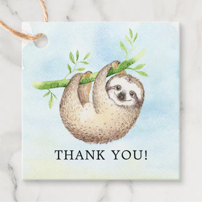 Adorable Sloth Baby Shower Favor Gift Tag | Zazzle