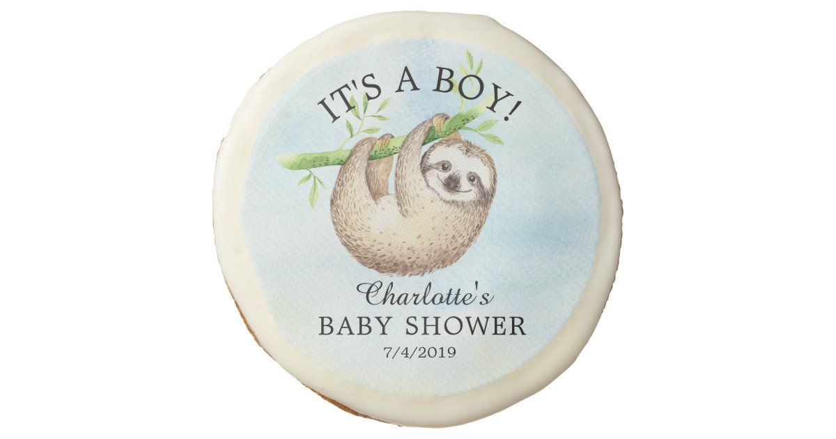 Adorable Sloth Baby Shower Favor Sugar Cookie | Zazzle