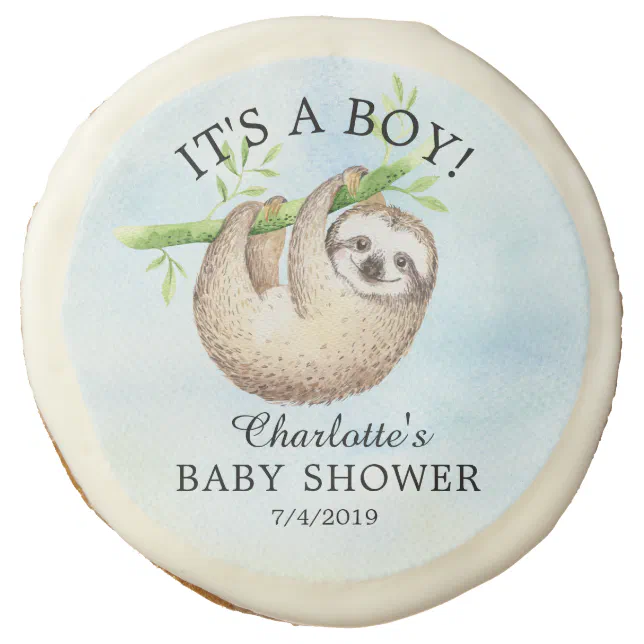 Adorable Sloth Baby Shower Favor Sugar Cookie | Zazzle
