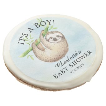 Adorable Sloth Baby Shower Favor Sugar Cookie | Zazzle