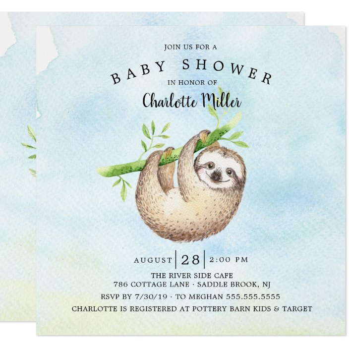 Adorable Sloth Baby Shower Invitation | Zazzle.com