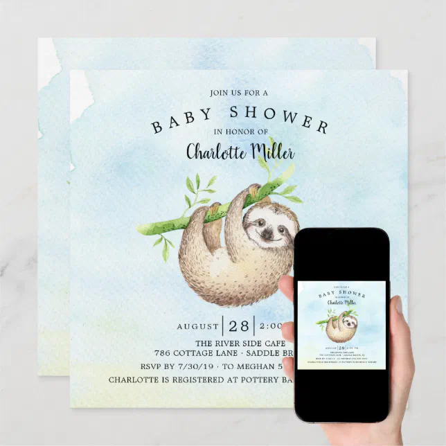 Adorable Sloth Baby Shower Invitation | Zazzle