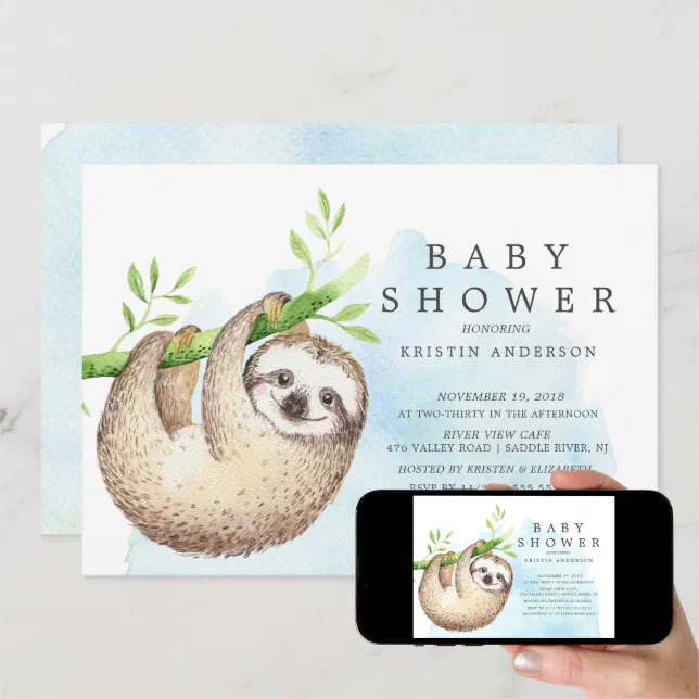 Adorable Sloth Baby Shower Invitation | Zazzle
