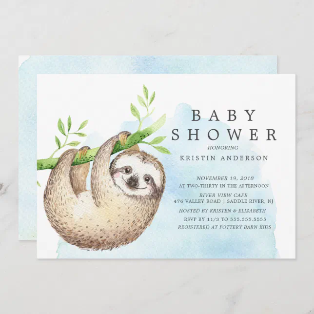 Adorable Sloth Baby Shower Invitation | Zazzle