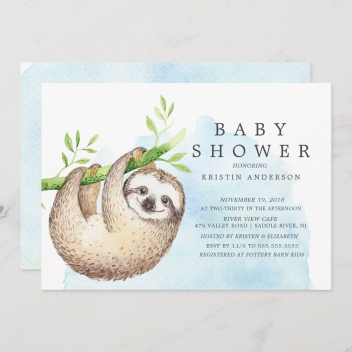 Adorable Sloth Baby Shower Invitation | Zazzle.com
