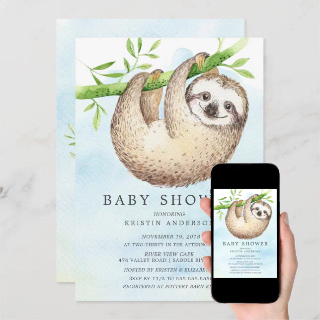Adorable Sloth Baby Shower Invitation | Zazzle