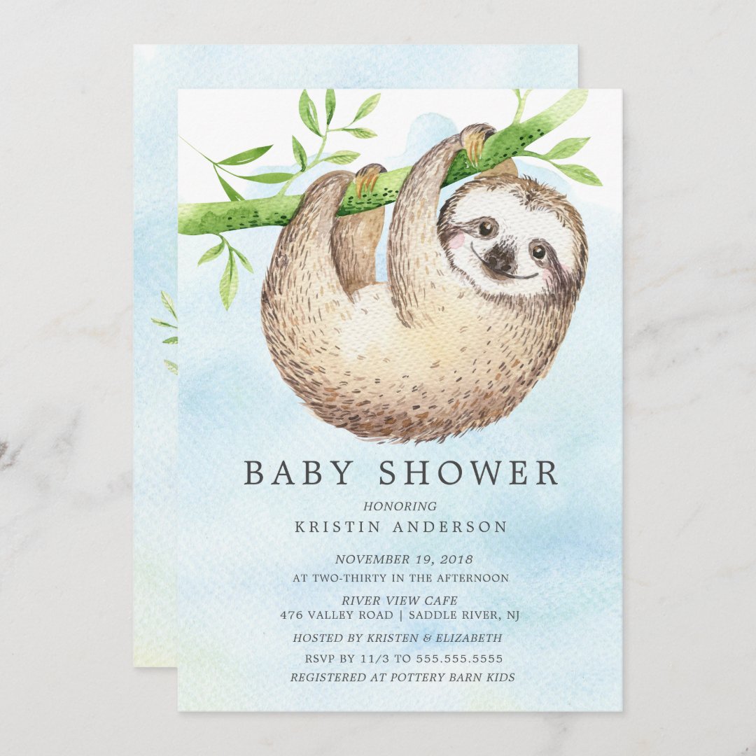 Adorable Sloth Baby Shower Invitation | Zazzle