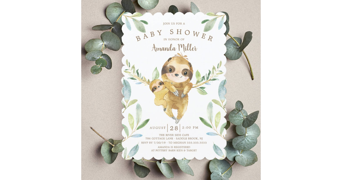 Adorable Sloth Baby Shower Invitation | Zazzle