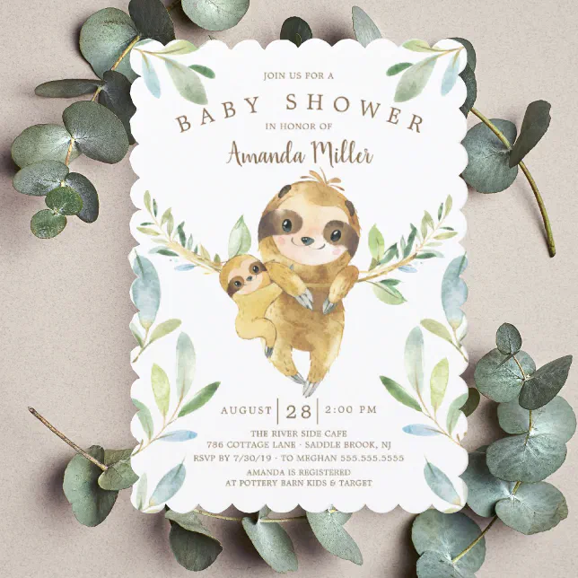 Adorable Sloth Baby Shower Invitation | Zazzle